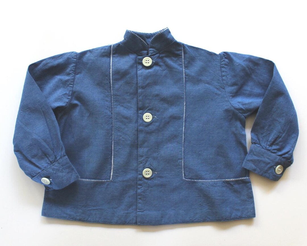French Vintage 50's Blue Cotton Jacket - New Old Stock - Size 18/24 ...