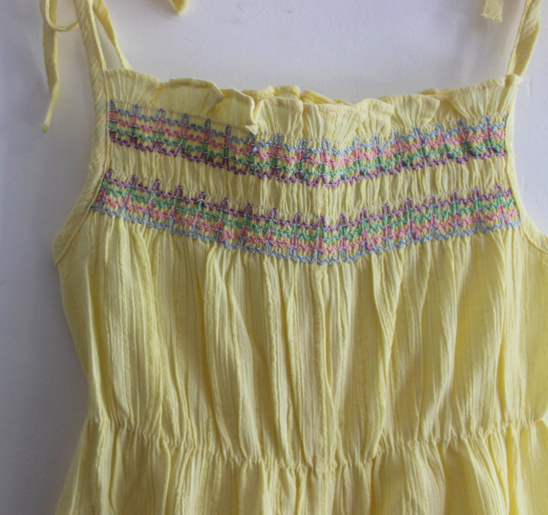 French Vintage 1970's Yellow Crepon Summer Jumpsuit - New Old Stock ...