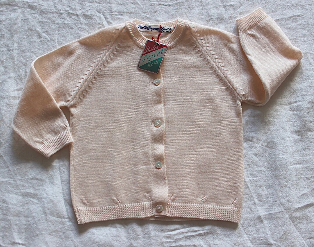 Vintage 1960/70's Salmon Pink Wooly Cardigan Italian NOS Size 1 Year - Etsy