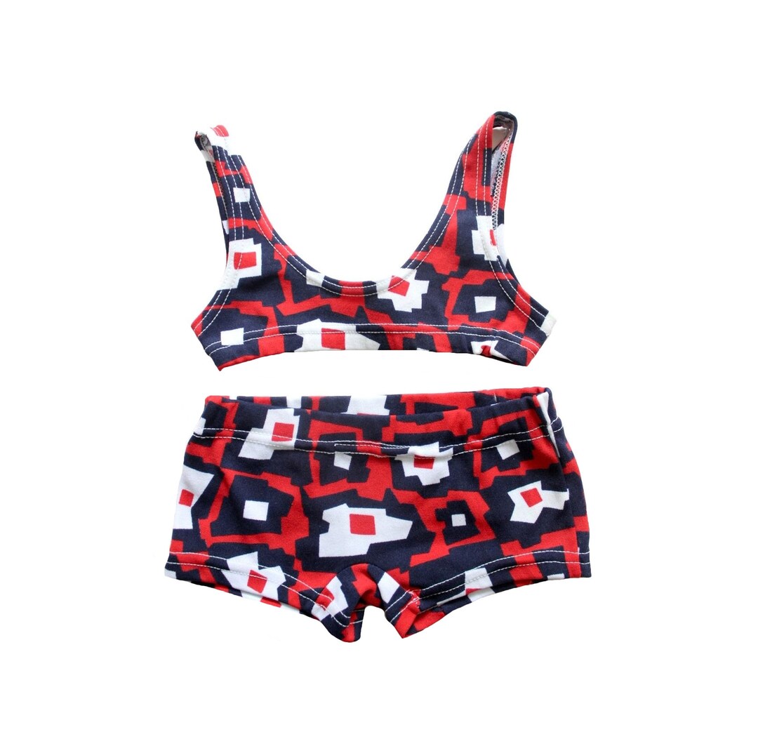French Vintage 60's Patterned Bathing Suit New Old Stock Size 4 Years ...