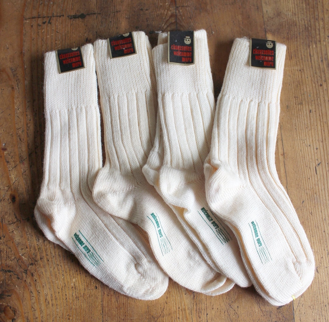 French Vintage 70's Cream Wool Socks New Old Stock Size 32/33 EU - Etsy