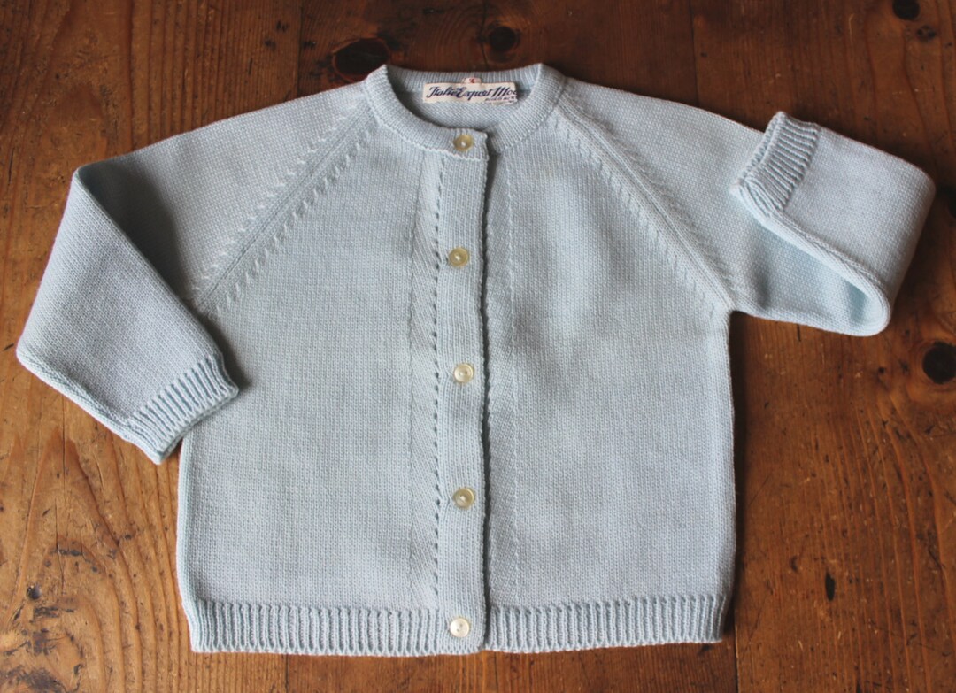Vintage 1960/70's Light Blue Wooly Cardigan - Italian NOS - Size 6/9 ...