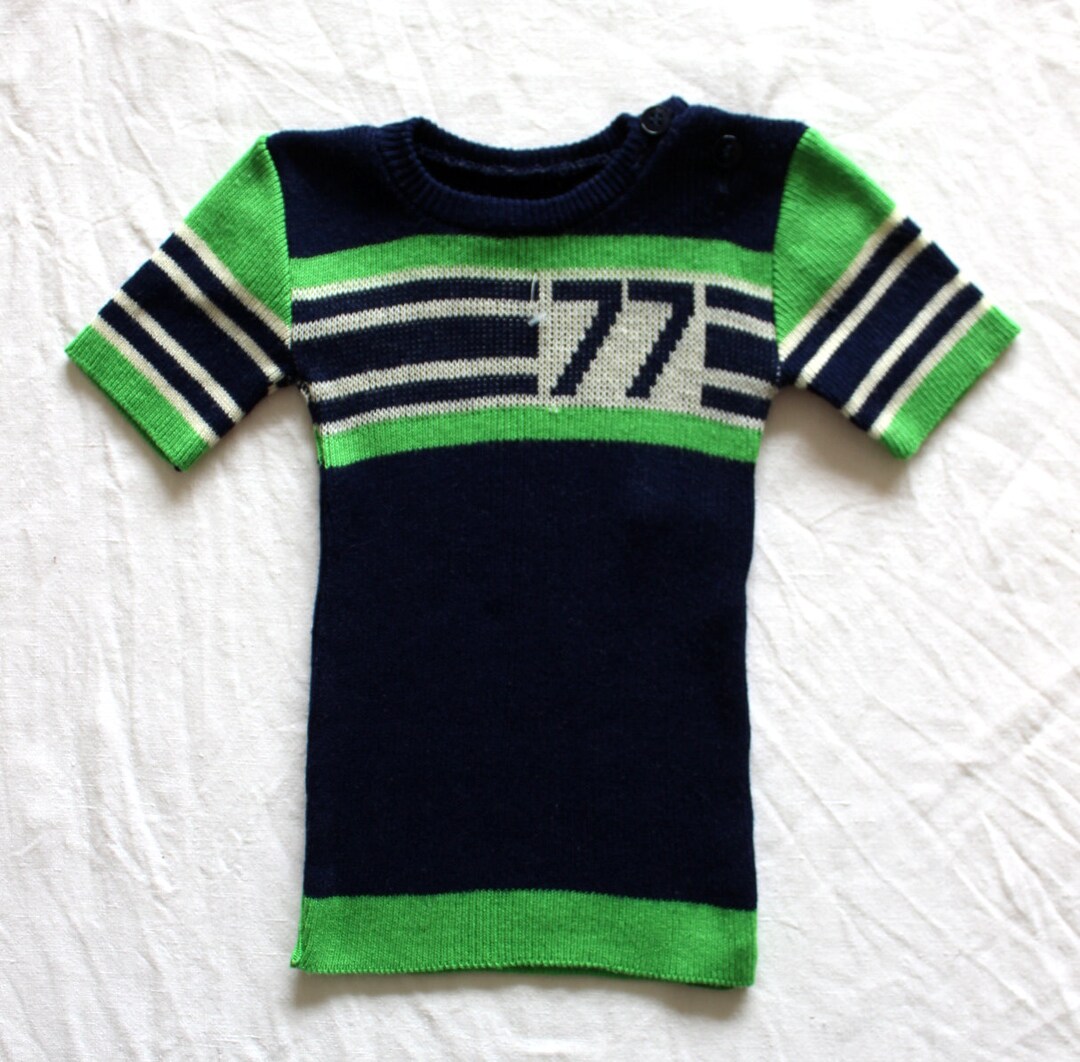 Vintage 70's Knitted Top With " 77 " Number - French NOS - Size 1 Year ...