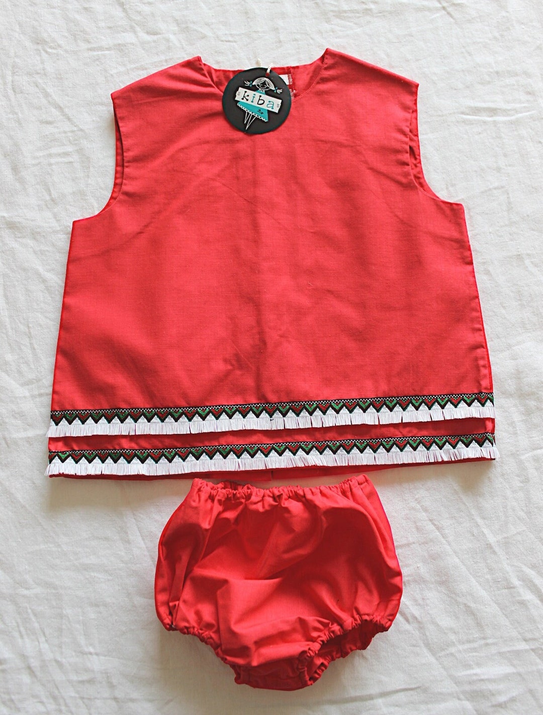 Vintage 60's Pinky Red Cotton Summer Set With Fringed Detailing ...