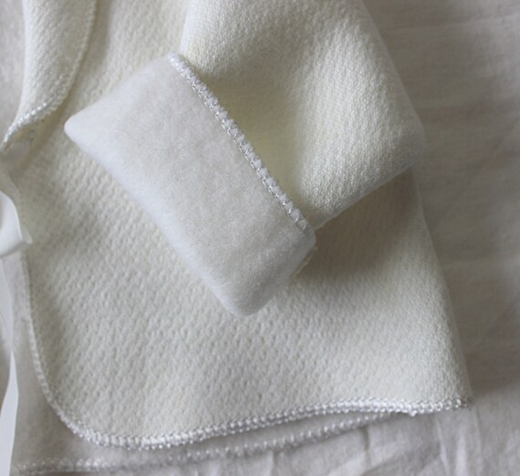 French vintage 1950/60 white Rhovyl baby cardigan - N… - Gem