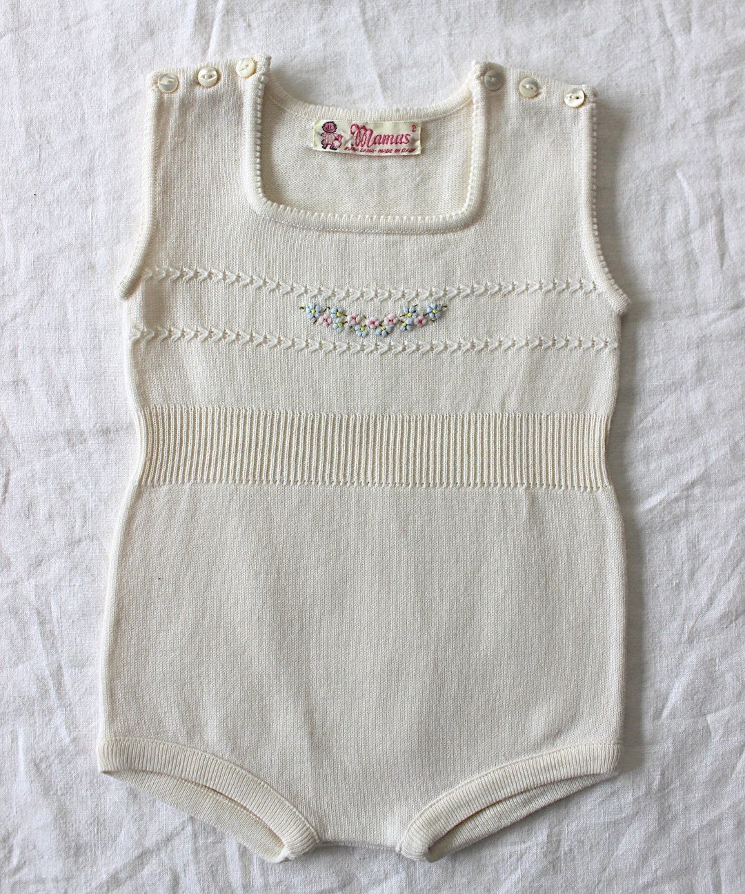 Vintage 1950/60's off White Pure Wool Romper With Hand Embroideries ...