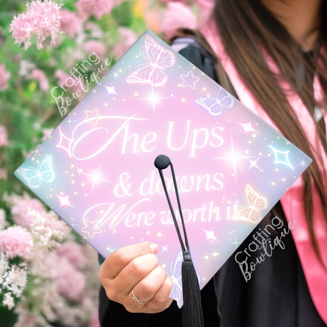 It Was Worth It, 2YK Pastel Graduation Cap, 2025 Printed Grad Cap ...