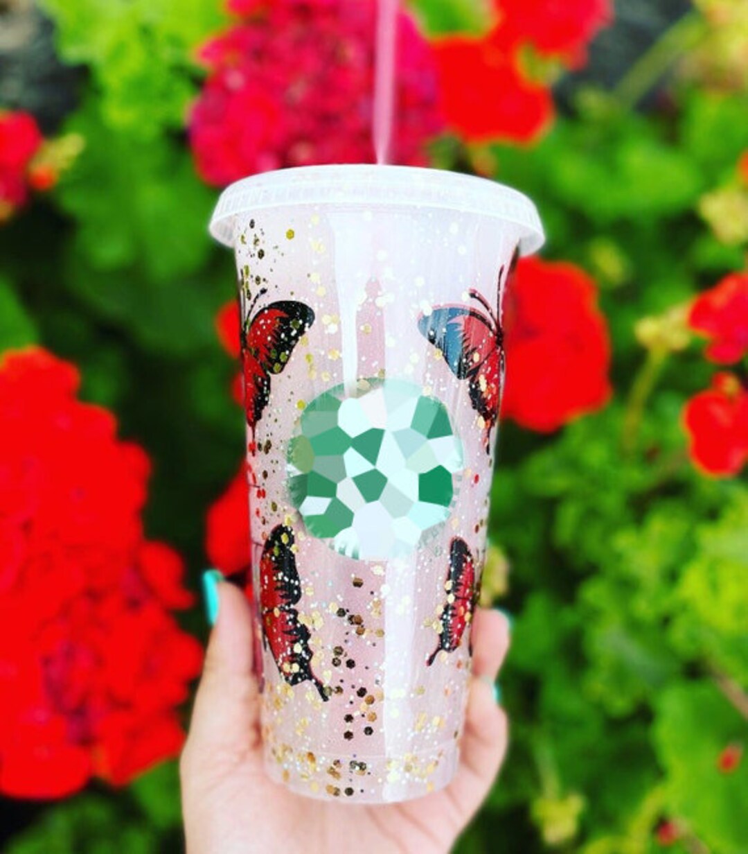 Monarch Butterfly Butterflies Custom Tumbler Cold Clear Cups & Skinny ...