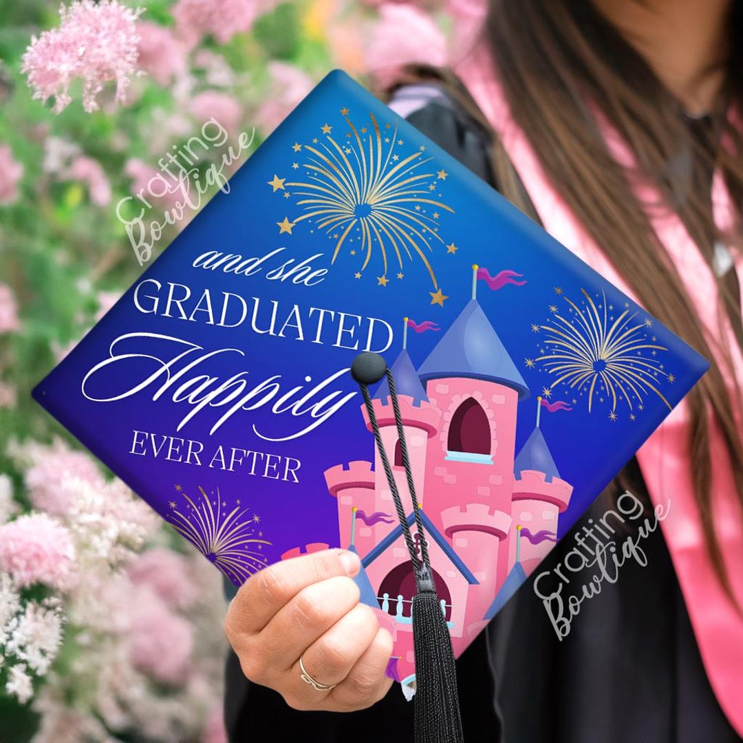Happily Graduated Ever After Cap Topper, Personalized Grad Cap Topper ...