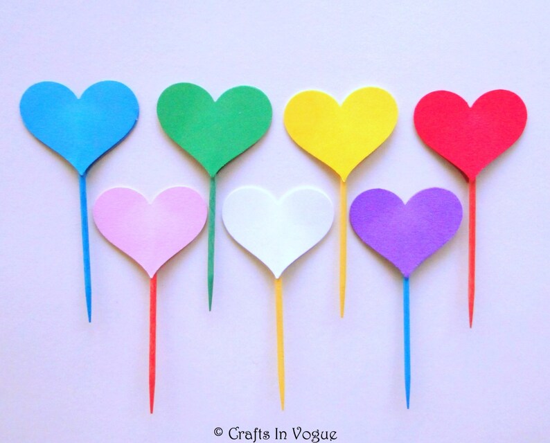 24 Cupcake Toppers de corazón corazones de fiesta recoger | Etsy
