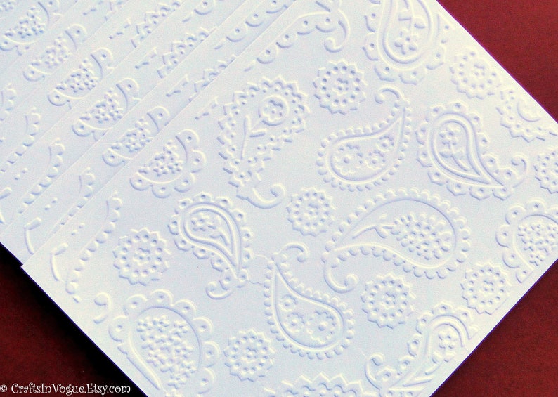 Embossed Paisley Cards, Blank Note Cards, Lace Paisley Cards, Paisley ...