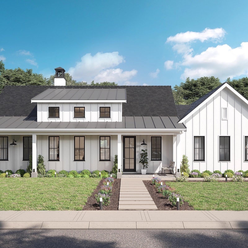 Modern Farmhouse Plans - Etsy