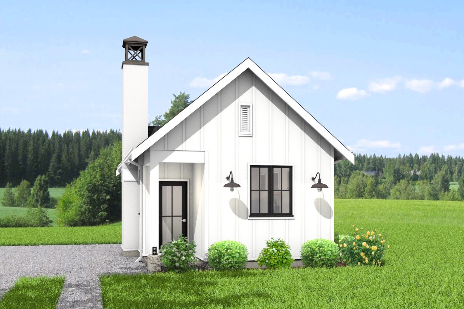 400 SF 1 Bedroom Modern Farmhouse Tiny House Plan PDFs & CAD | Etsy