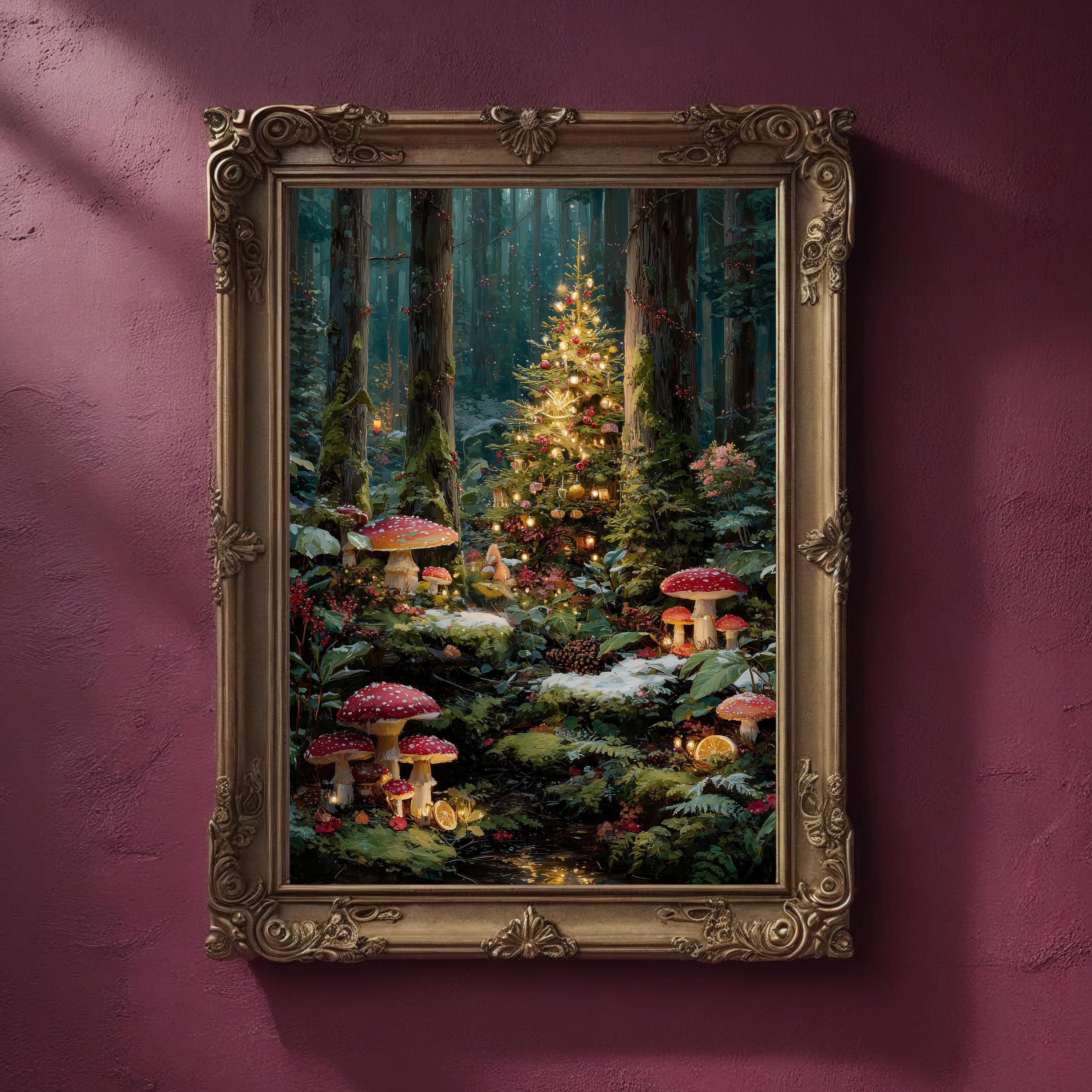 Enchanted Forest Christmas Tree Wall Art | Yule Solstice Printable ...