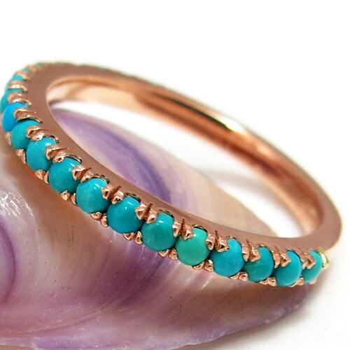 Turquoise Wedding Ring Rose Gold Wedding Ring Boho Wedding - Etsy
