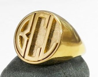 Block Letter Initial Ring - Etsy