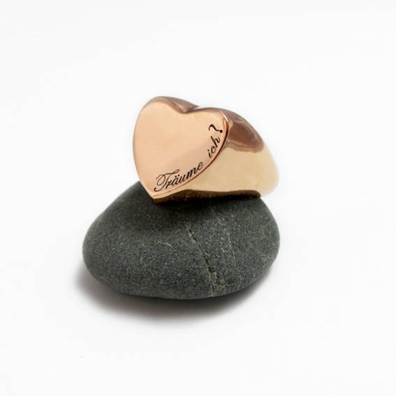 Silver Heart Ring, Personalized Heart Ring, Engraved Heart Ring, Heart ...