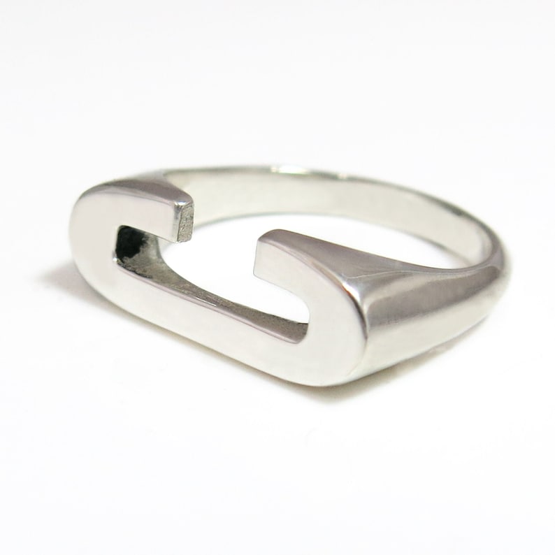 Initial Ring Silver Letter Ring C Ring Initial Jewelry - Etsy