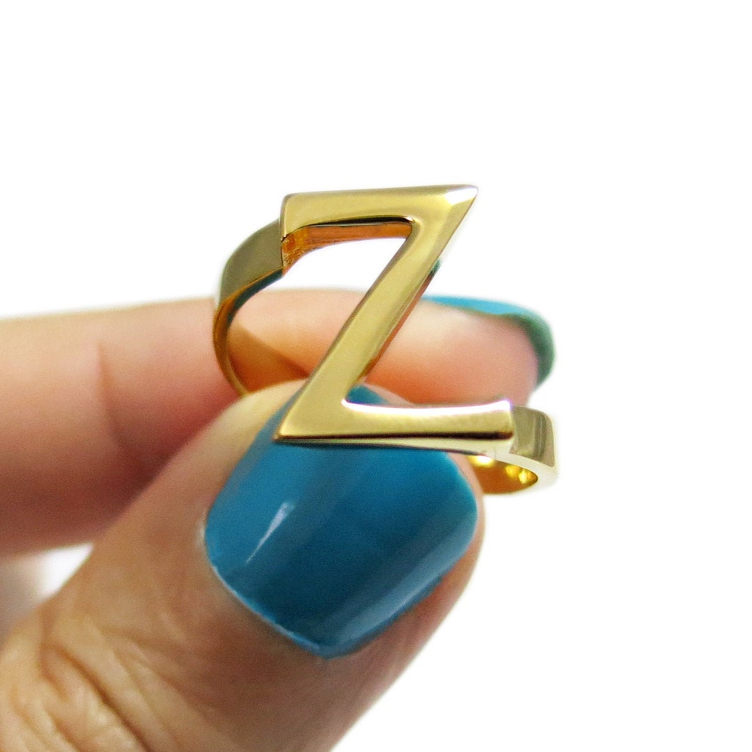 Initial Ring, Custom Initial Ring, Gold Letter Ring, Z Ring ...