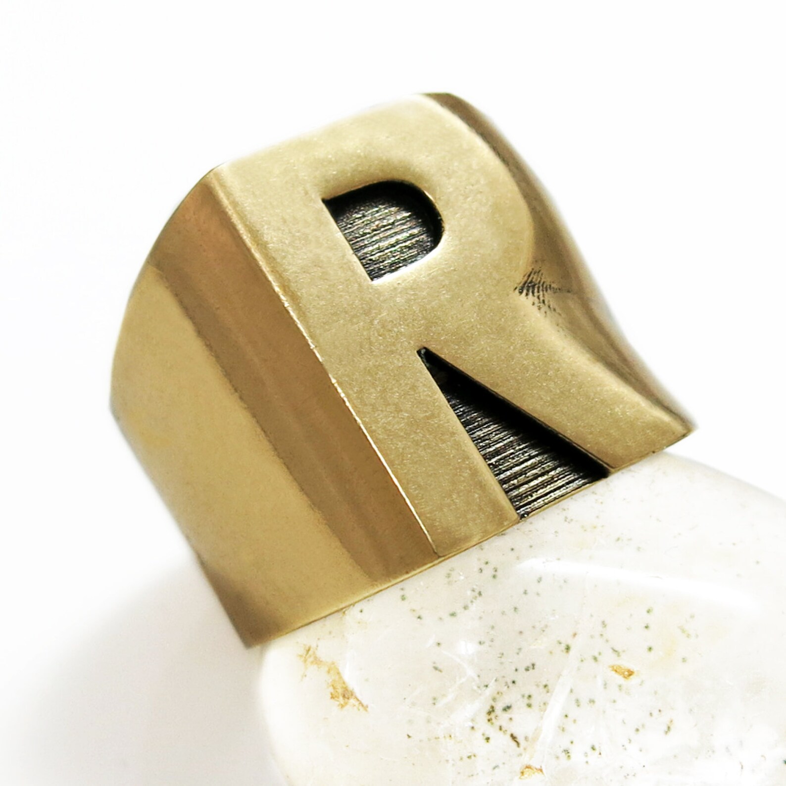 Initial Ring Letter Ring Chunky Initial Ring Letter R Ring - Etsy