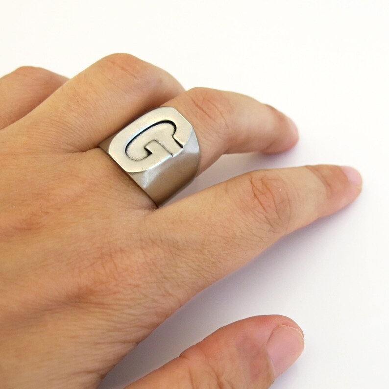 Initial Ring Letter Ring Chunky Ring Alphabet Ring G Ring - Etsy
