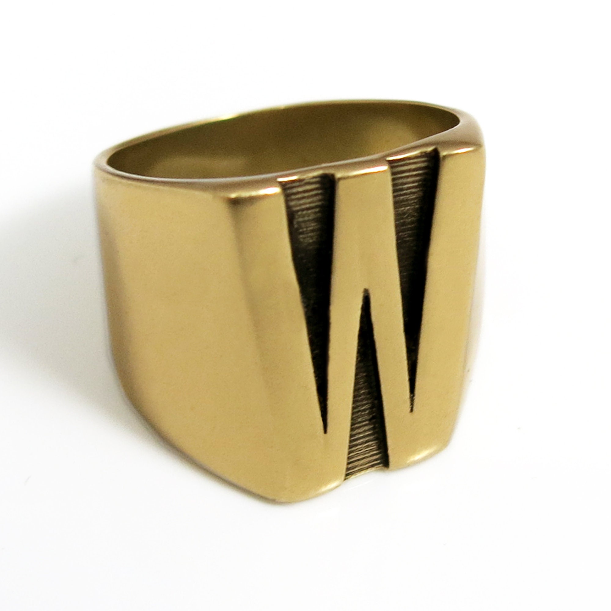 Letter Ring Initial Ring Chunky Ring Alphabet Ring Initial | Etsy