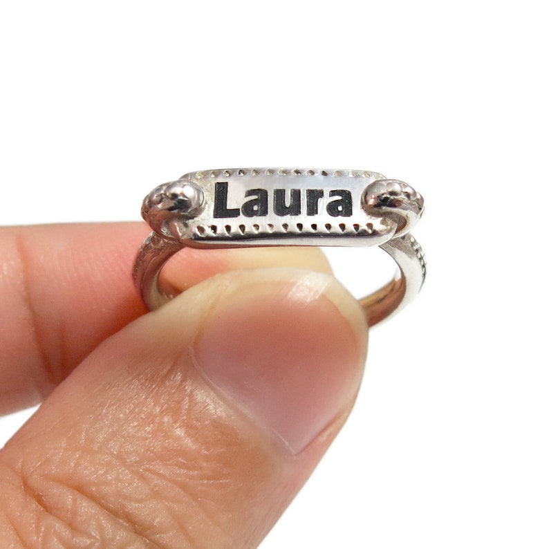 Nameplate Ring Personalized 14K Gold Ring Engraved Ring - Etsy