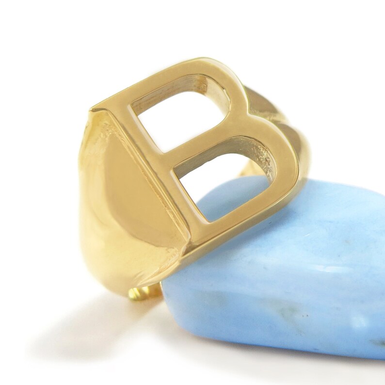 Gold Initial Ring Ring for Women Letter Ring Initial Signet - Etsy