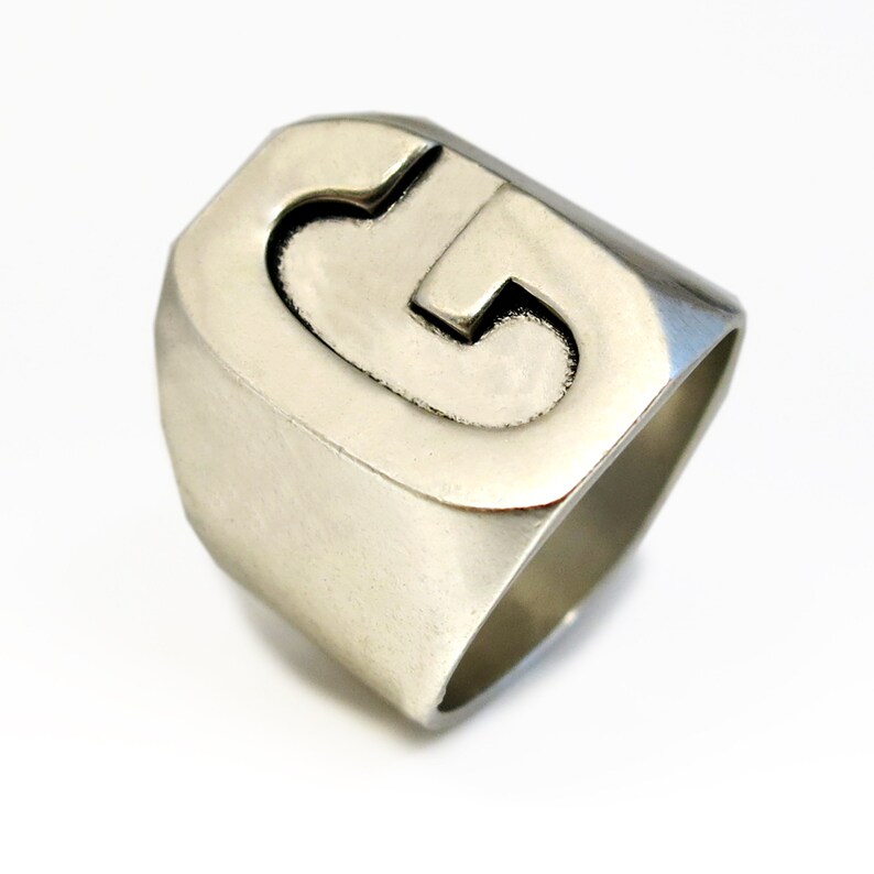 Initial Ring Letter Ring Chunky Ring Alphabet Ring G Ring - Etsy