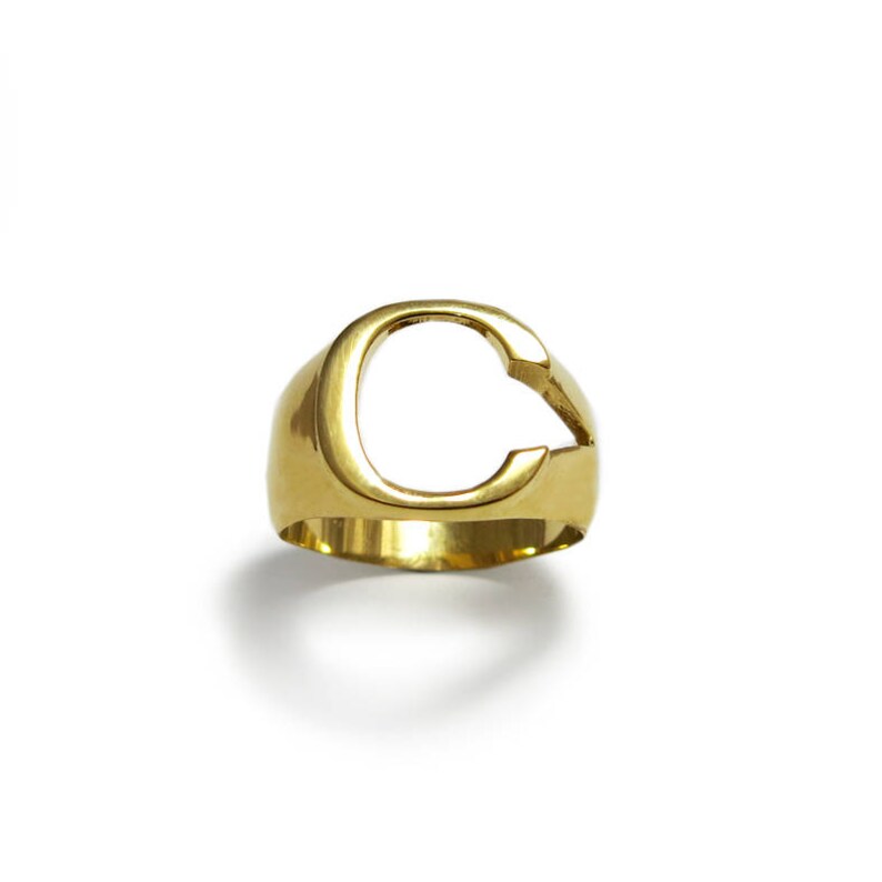 Initial C Ring Signet Initial Ring Gold Initial Ring | Etsy