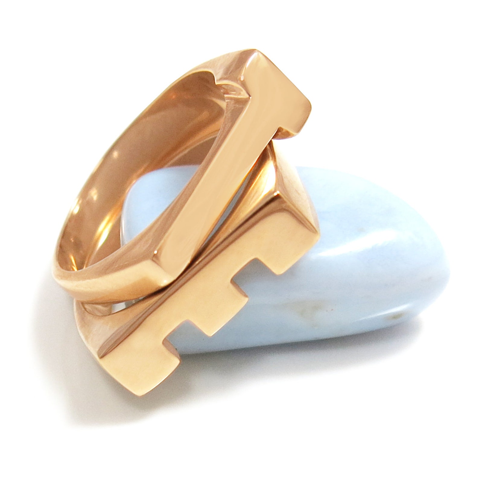 Rose Gold Initial Rings Letter Rings Stackable Initial | Etsy