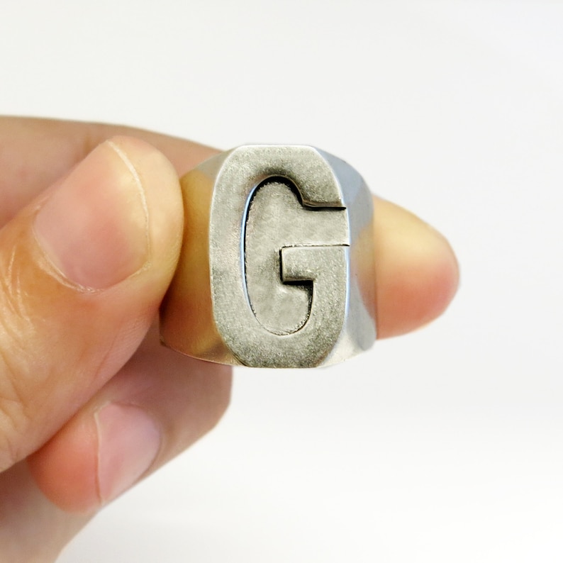 Initial Ring Letter Ring Chunky Ring Alphabet Ring G Ring - Etsy