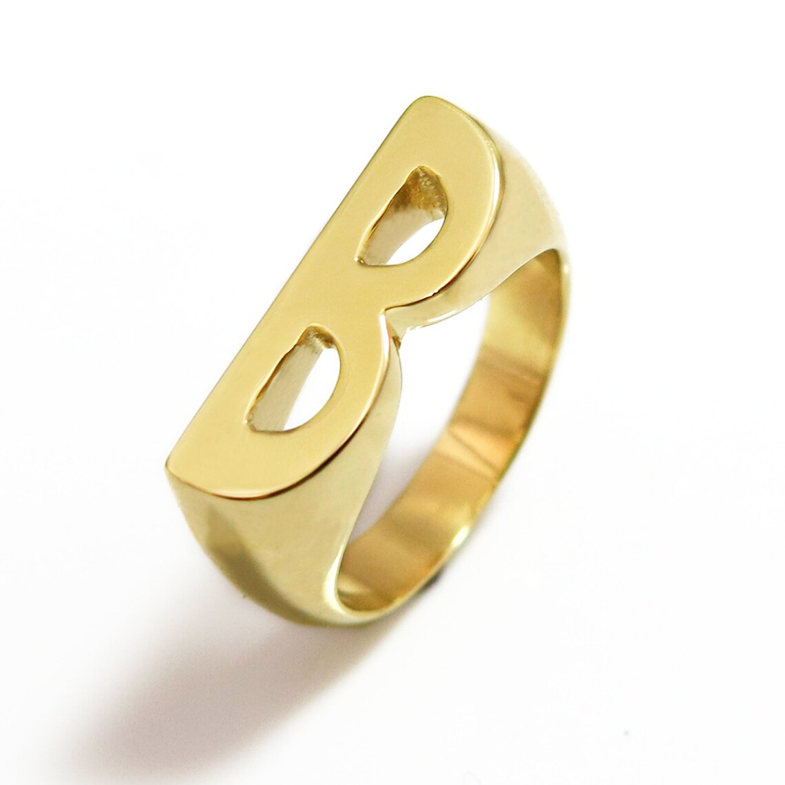 Gold Initial Ring B Ring Initial Ring Initial Signet Ring - Etsy