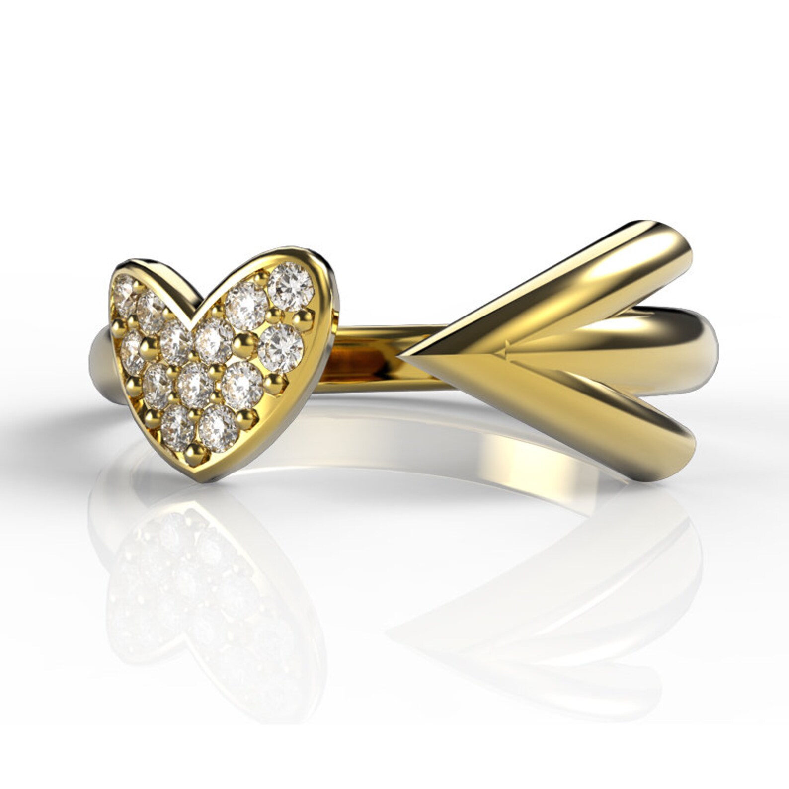 Gold Gemstone Ring Gold Heart Ring Wrap Ring Open Ring | Etsy