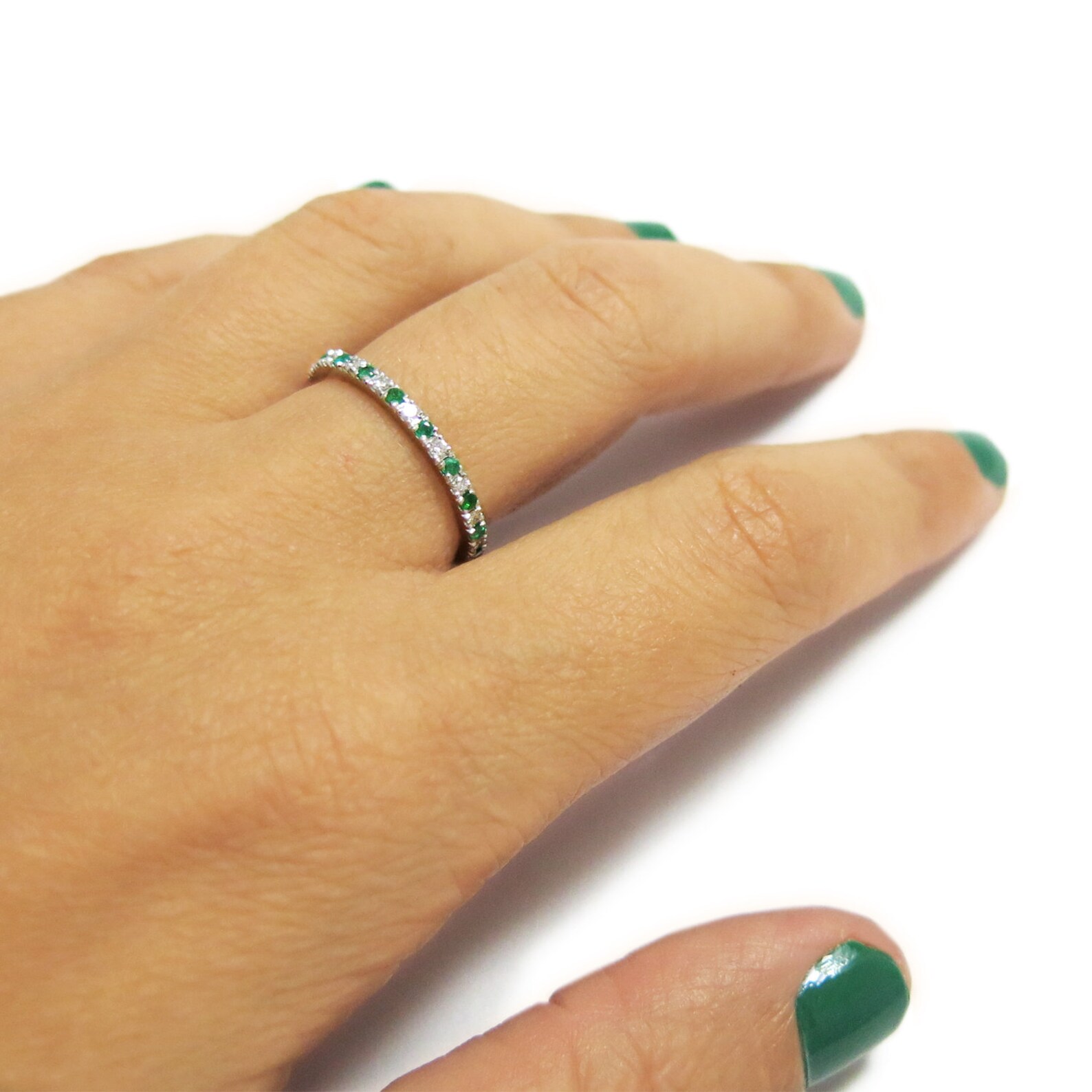 Stackable Gemstone Ring White Gold Wedding Band Gold | Etsy