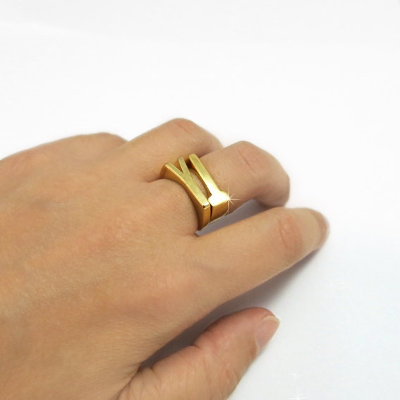 Stackable Initial Rings Personalized Initial Rings Custom | Etsy