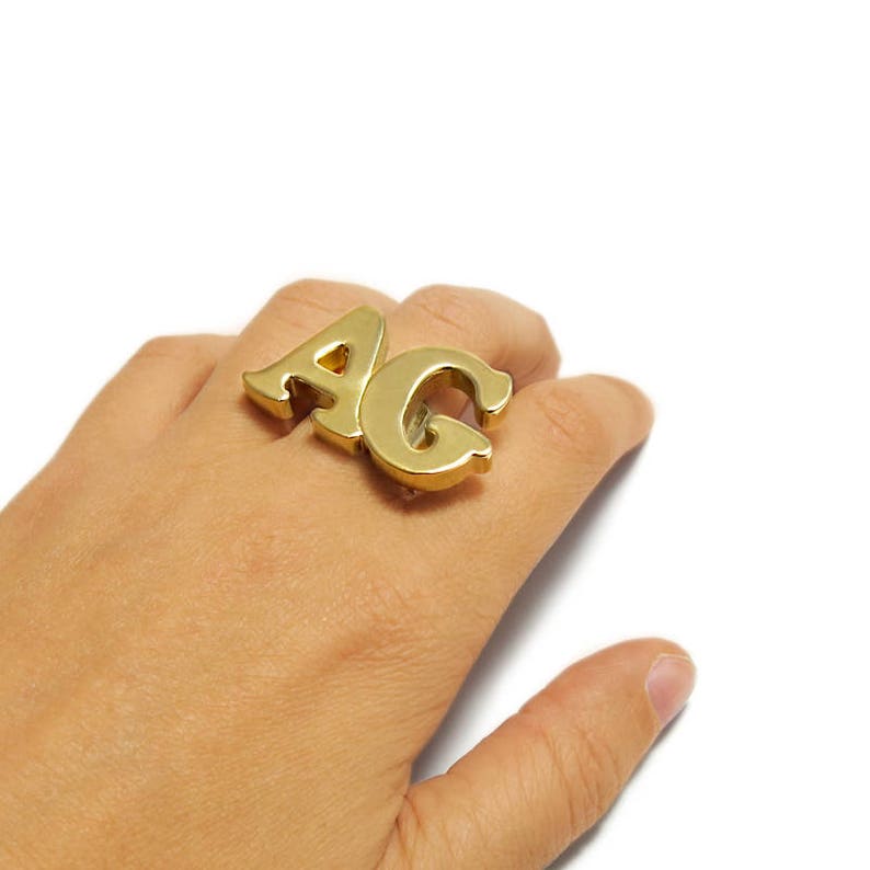 Personalized initial Ring Gold Letter Ring Name Ring | Etsy