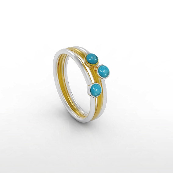 Stackable Ring, Minimalist Ring, Turquoise Ring, Gold Stack Ring, Boho Ring, December Ring ...