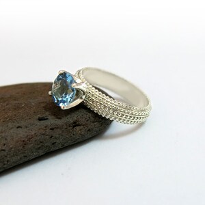 Birthstone Engagement Ring, Blue Gem Ring, Blue Anniversary Ring ...