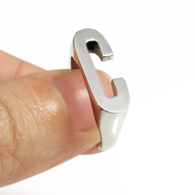 Initial Ring Silver Letter Ring C Ring Initial Jewelry - Etsy