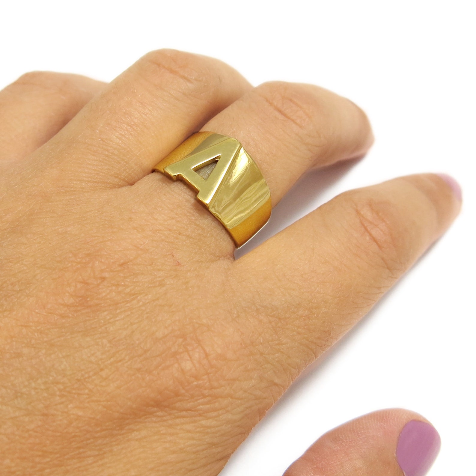 Initial Ring A Ring Letter Gift Jewelry Name Ring Monogram | Etsy