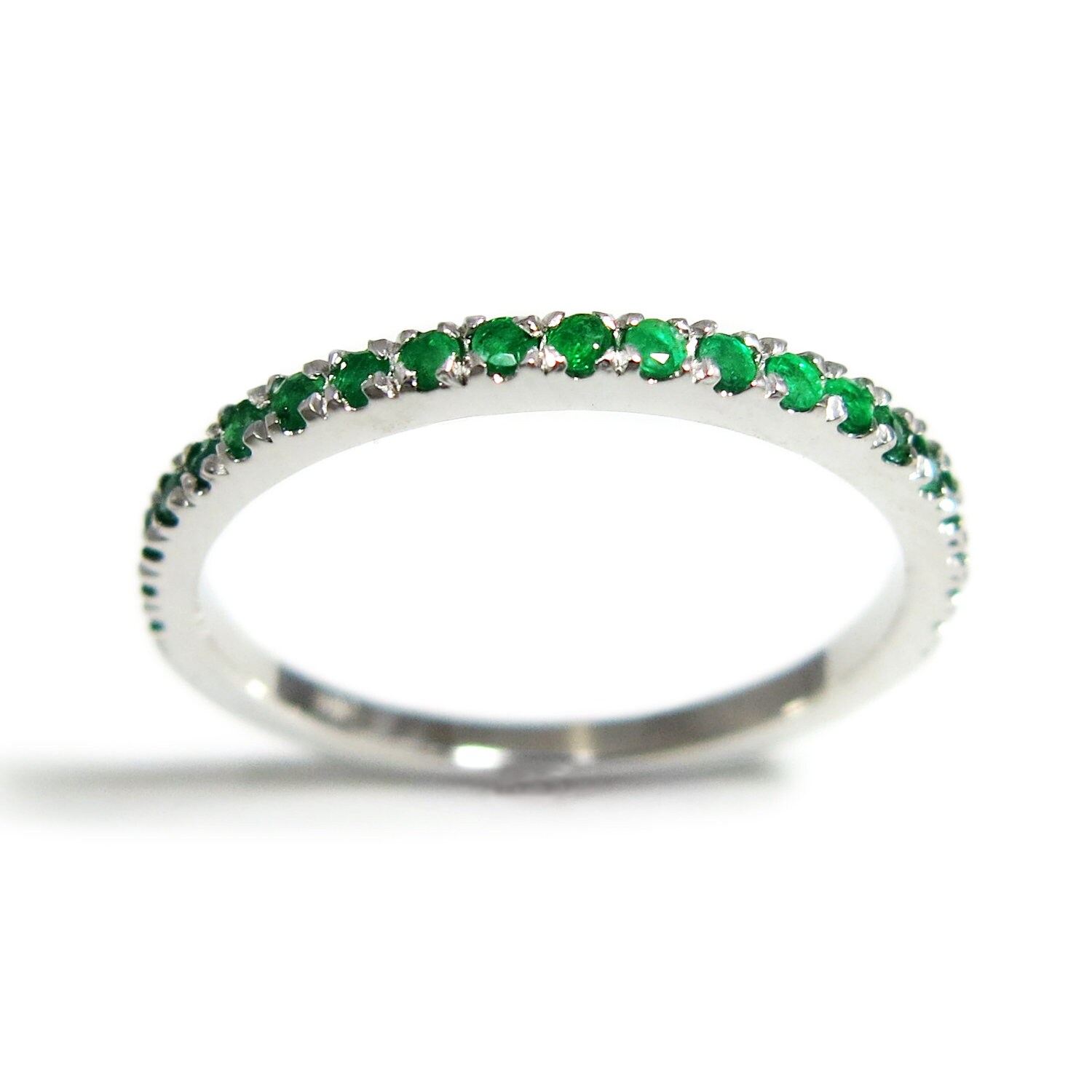 Stackable Gemstone Ring Anniversary Band Emerald Jewelry | Etsy