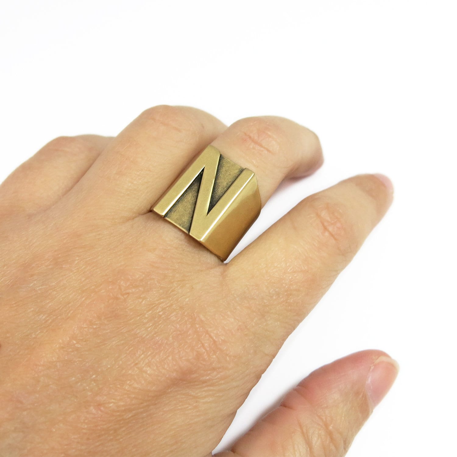 Letter Ring Initial Ring Chunky Ring Alphabet Ring - Etsy Israel