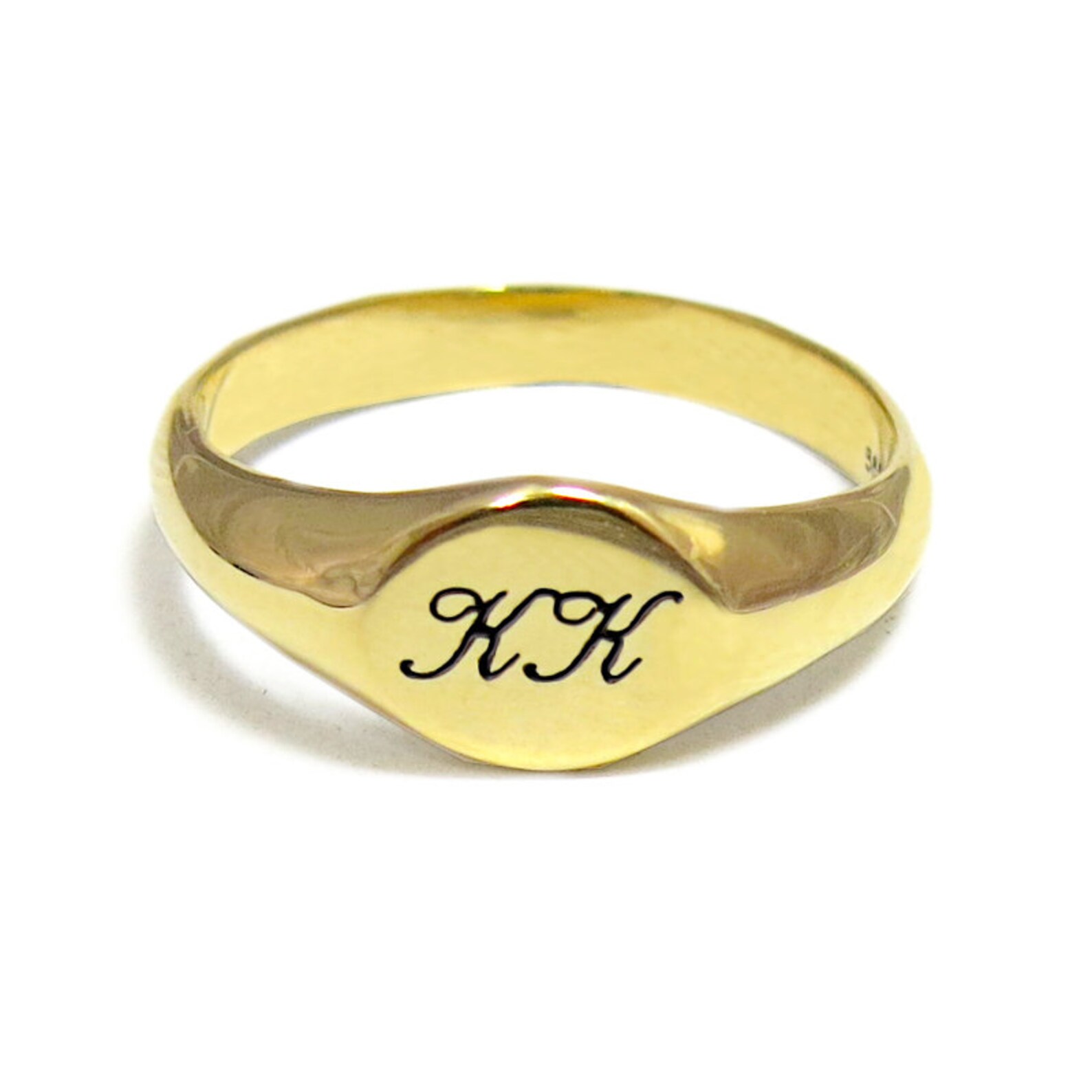Gold Signet Ring Custom Name Ring Monogram Initial Ring | Etsy