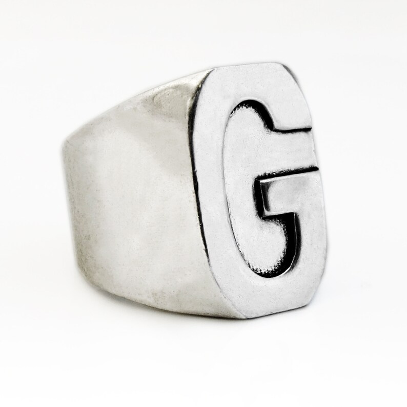 Initial Ring Letter Ring Chunky Ring Alphabet Ring G Ring - Etsy