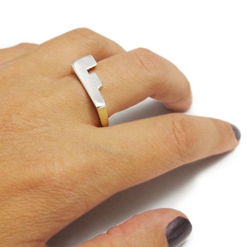 F Ring, Personalized Initial Ring, Custom Initial Ring, Letter Ring ...