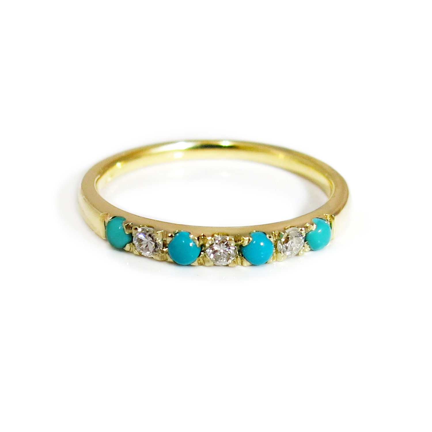 Boho Stackable Ring Gold Turquoise Ring Turquoise Ring for | Etsy