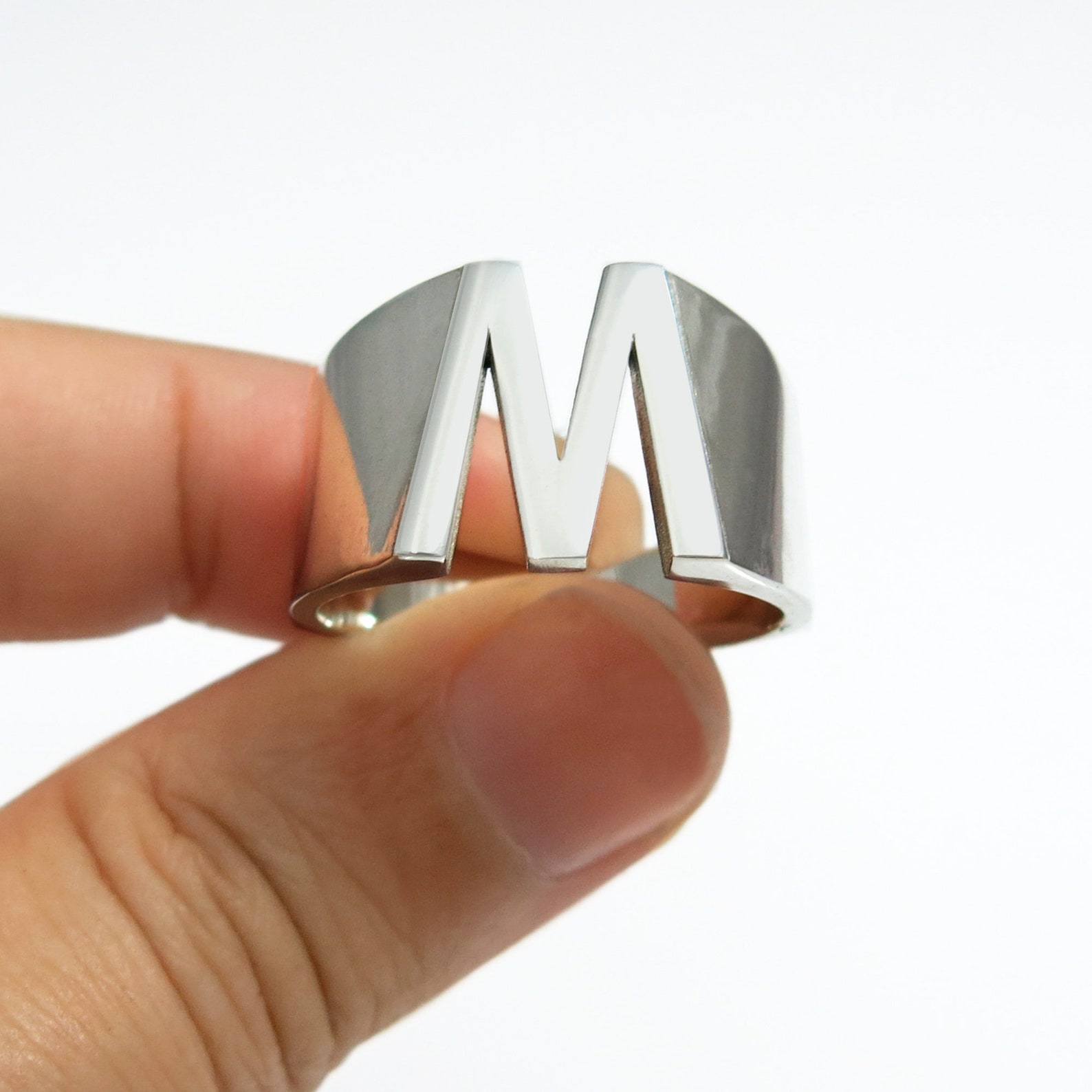 Initial Ring Silver Letter Ring Alphabet Ring Chunky - Etsy