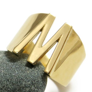 Personalized Gold Ring, Gold Initial Ring, Gold M Ring, Personalized ...