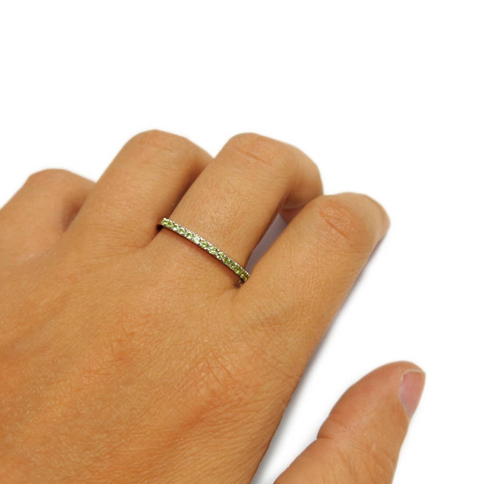 Stackable eternity ring Birthstone stackable ring Gemstone | Etsy